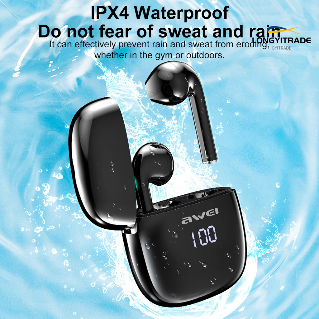 Ly Awei T28P หูฟังบลูทูธไร้สาย Tws 5 . 0 สําหรับเล่นกีฬา - longyitrade.th - ThaiPick