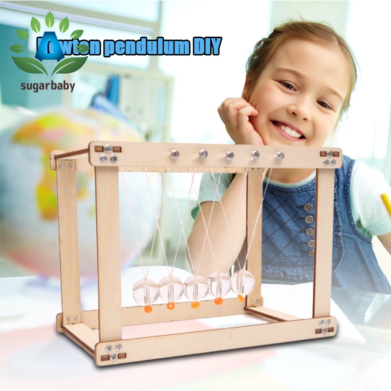 DIY Newton Pendulum Assembly Model Toy Kit Wooden Physical Science ...