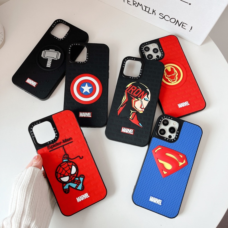 เคสโทรศัพท์มือถือ ยางซิลิโคนแข็ง ลายฮีโร่มาร์เวล สไปเดอร์แมน ไอรอนแมน
