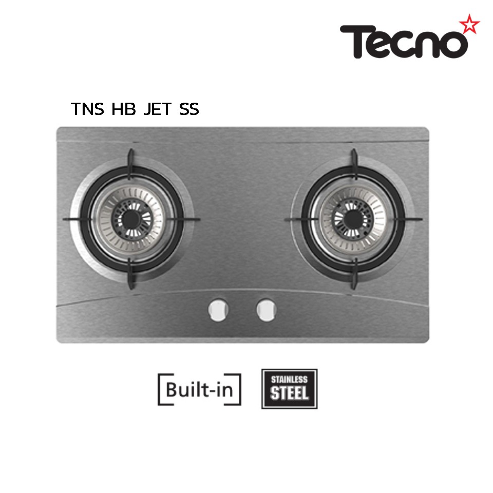 TECNOSTAR เตาแก๊ส 2 หัวเตา แบบฝังเฟอร์นิเจอร์ รุ่น TNS HB JET | Shopee Thailand