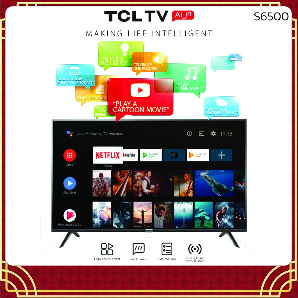 ทีวี TCL TV LED 32S6500 บลูทูธ เชื่อต่อมือถือได้ AndroidTV 32 นิ้ว ดู ...