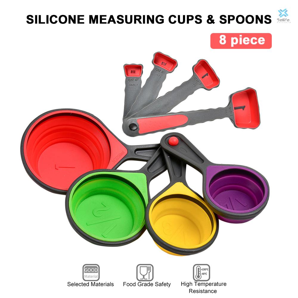 Elife Measuring Cups Spoons Collapsible Silicone Measuring Cups Spoons ...