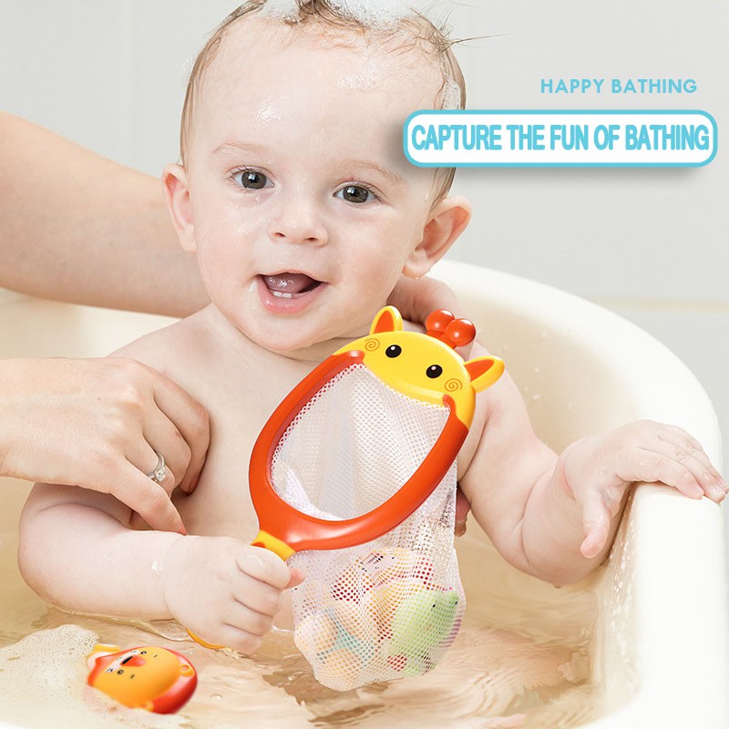 Bath toys 5pcs Fishing net set Animal lion rabbit giraffe frog Bear ...