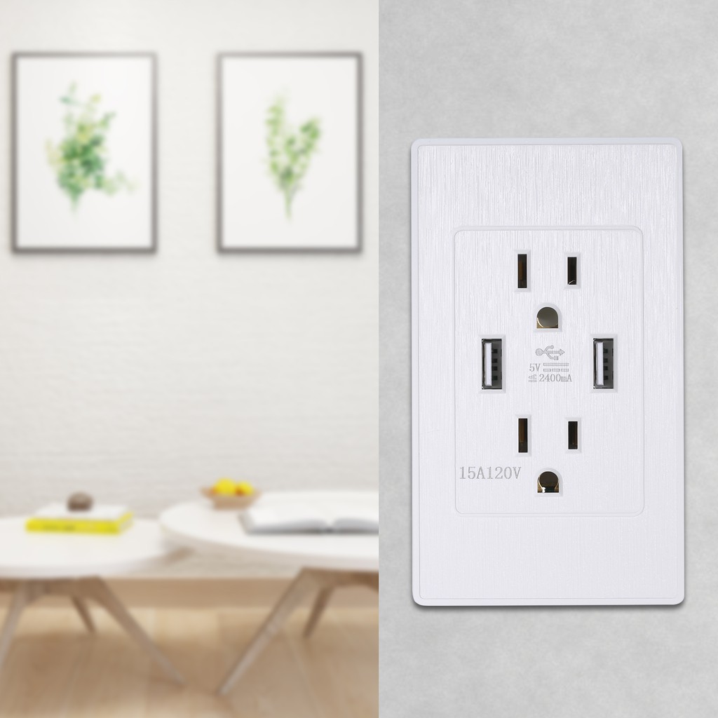 10A 4 Ports USB Wall Mounted Socket Intelligent Charger Outlet Plate ...