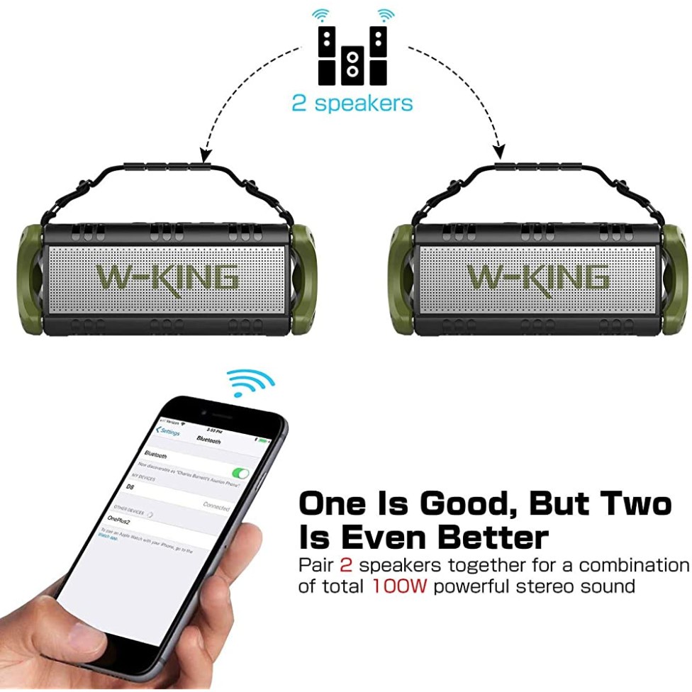 ลอตใหม่ล่าสุด W-king D8 2022 ของแท้ ลำโพงบลูทูธ เชื่อมได้2ตัว กำลังขับ ...