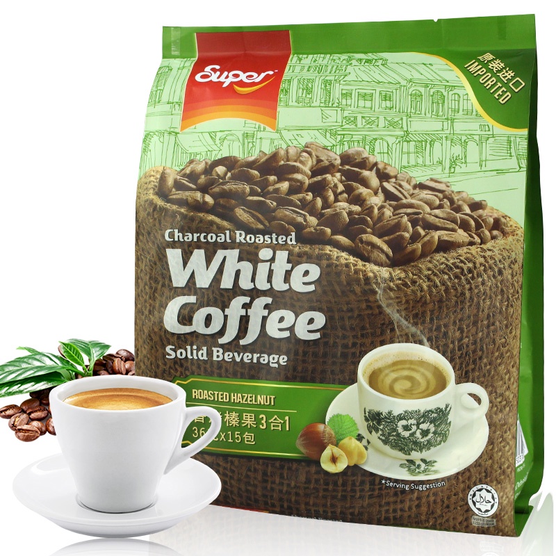 มาเลเซียนำเข้า super white coffee ถ่านคั่ว hazelnut three-in-one กาแฟสำเร็จรูป 540g - margot.3 ...
