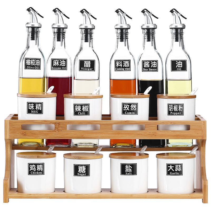 Kitchen supplies storage rack seasoning rack table top oil, salt, soy ...