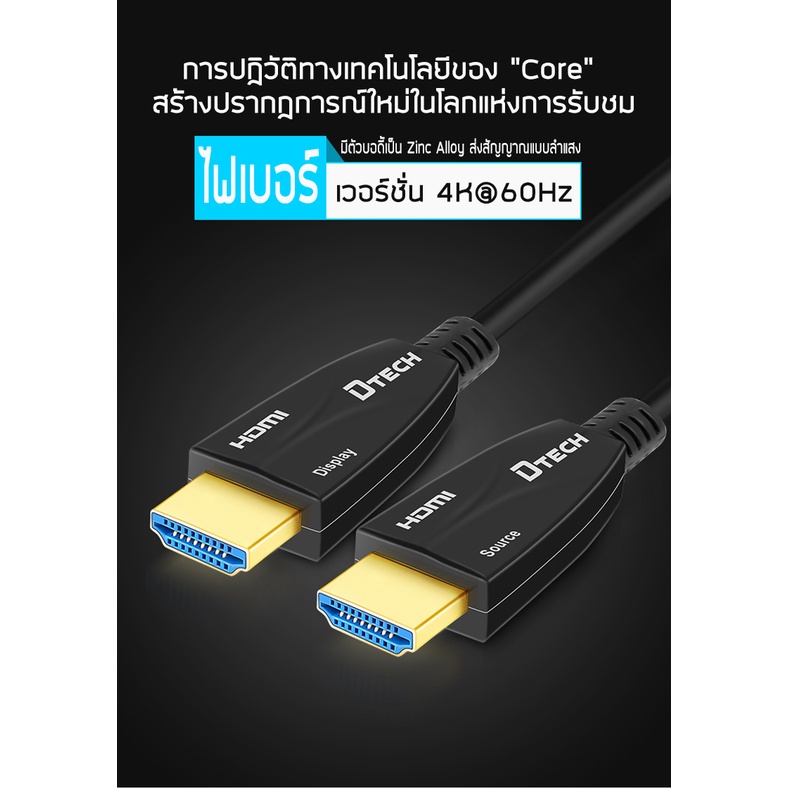 ราคาถูกสุด Dtech สาย HDMI Fiber optic ความเร็วสูง ยาว10 15 20 25 30 เมตร 4K 60Hz 18 Gbps v2.0 ...
