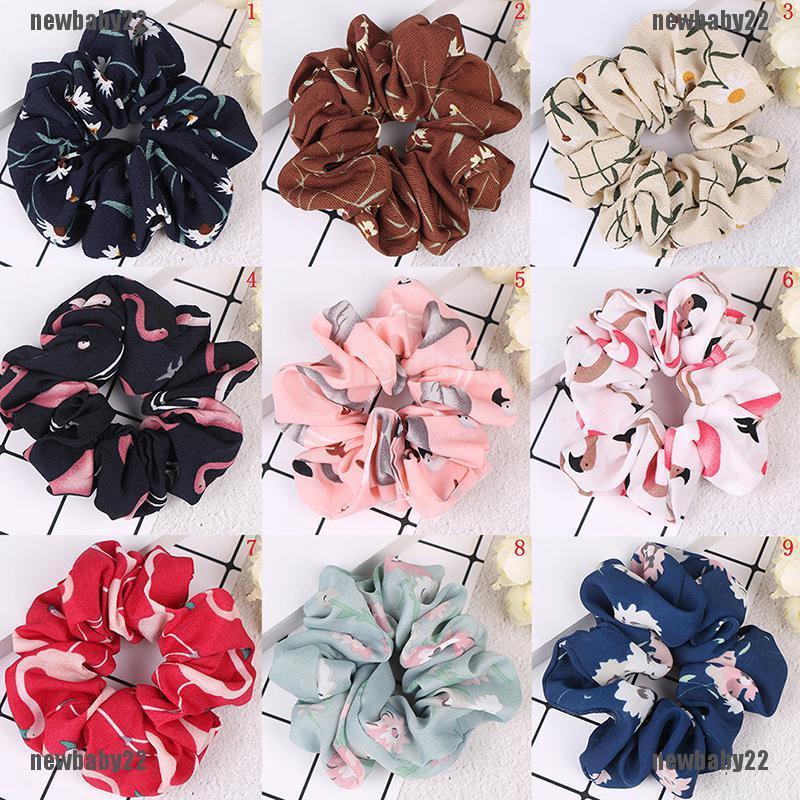 NBYWomen elastic hair rope ring tie scrunchie ponytail holder flamingos ...
