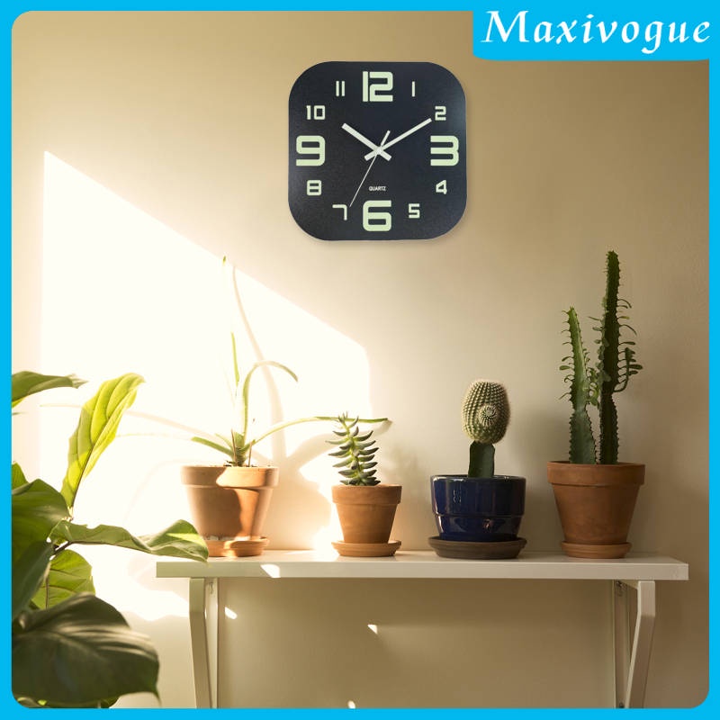 [HOT!] 30cm Square Wall Clock ,Luminous Wooden Decorative, Modern Night ...