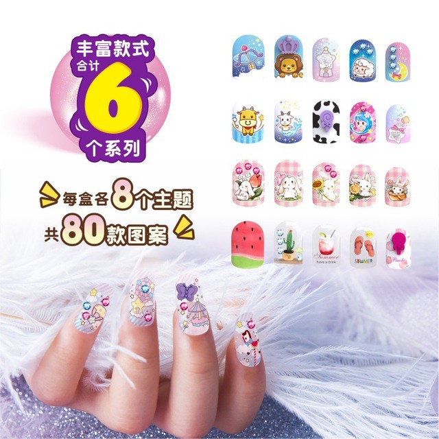 Kid manicure toy nail stickers DIY nail art kit set make up for kids ...