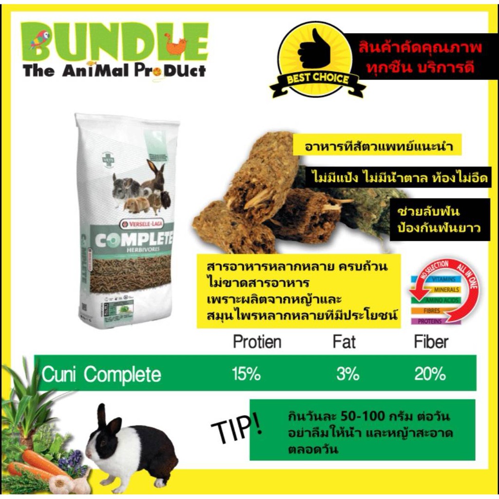 CUNI ADULT COMPLETE 8 Kg. อาหารกระต่าย อาหารเม็ดสำหรับกระต่ายโต อายุ6 ...