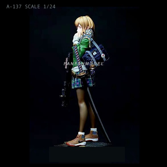 124 75mm Resin Model Figure Kits Urban fashion armed girl selfassembled ...