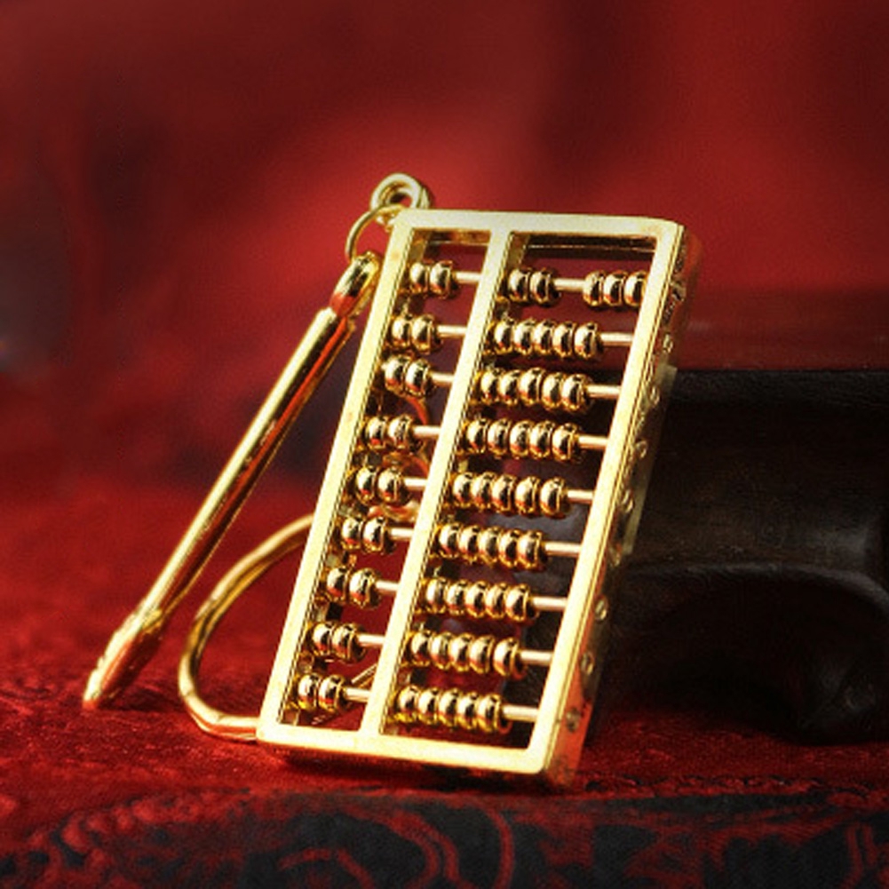 Keychain 9 Rows Gold Abacus Chinese Style Key Ring Novelty Pendant ...