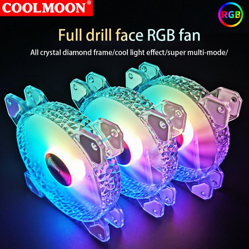 COOLMOON Crystal Diamond RGB 4 Fan Sets, 12cm Silent Long-Life RGB ...
