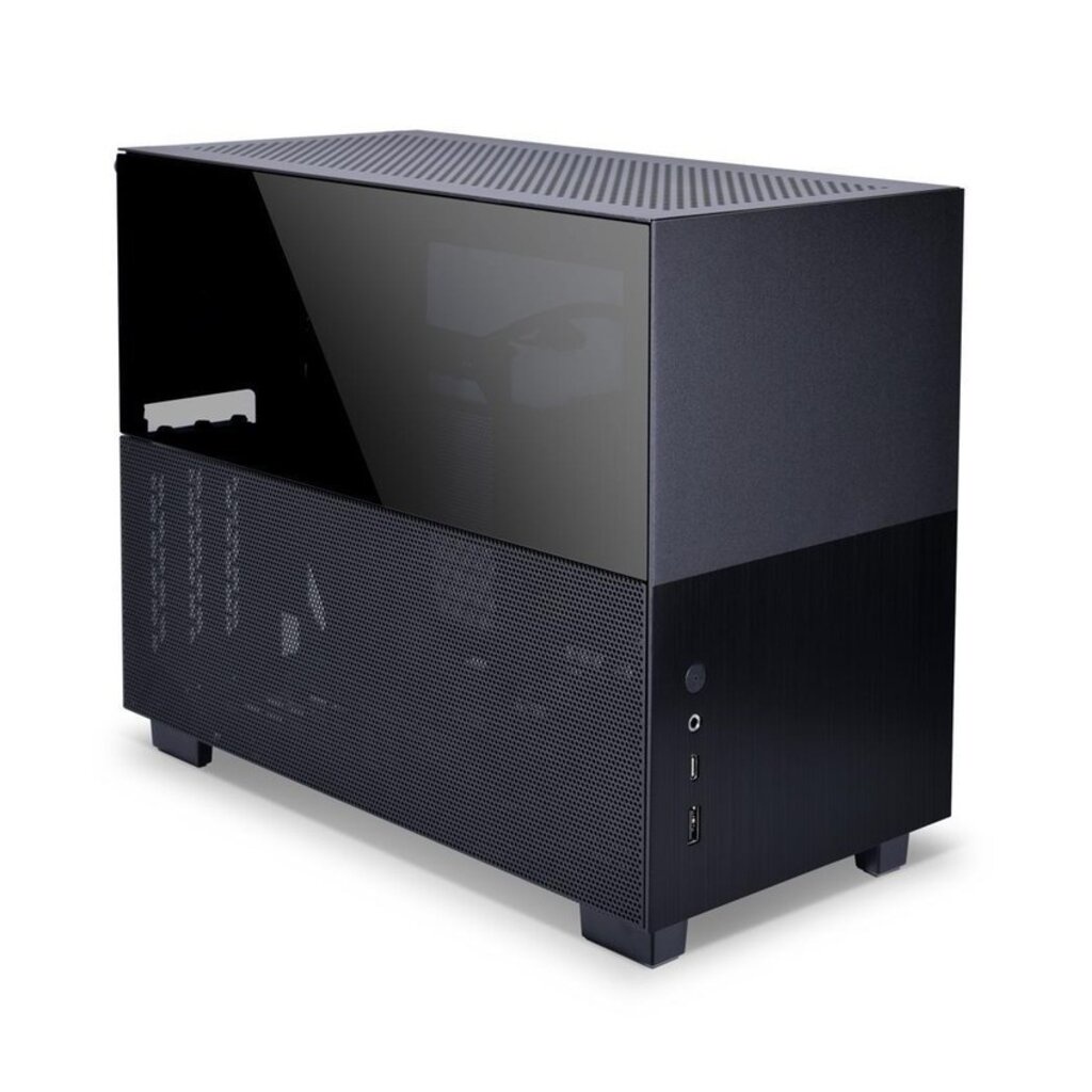 LIAN LI Q58 Black Color Aluminum Tempered Glass Mini Tower Case PCI4.0 ...