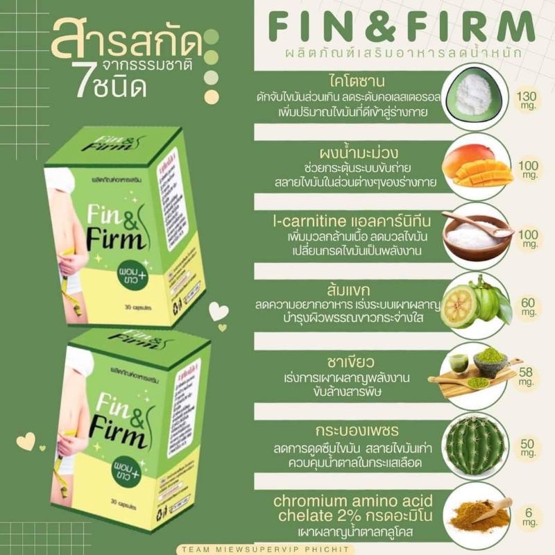 1กระปุก30แคปซูล มีของพร้อมส่งฟินแอนด์เฟิร์ม finfirm ลดน้ำหนักกระชับสัดส่วน มีอย.ของแท้ 100 ...
