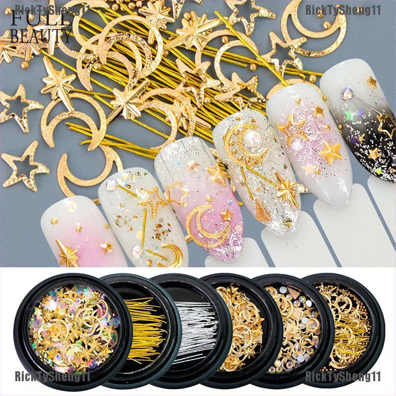[COD]RTS 3D Nail Art Metal Star Moon Alloy Jewelry Glitter Manicure ...