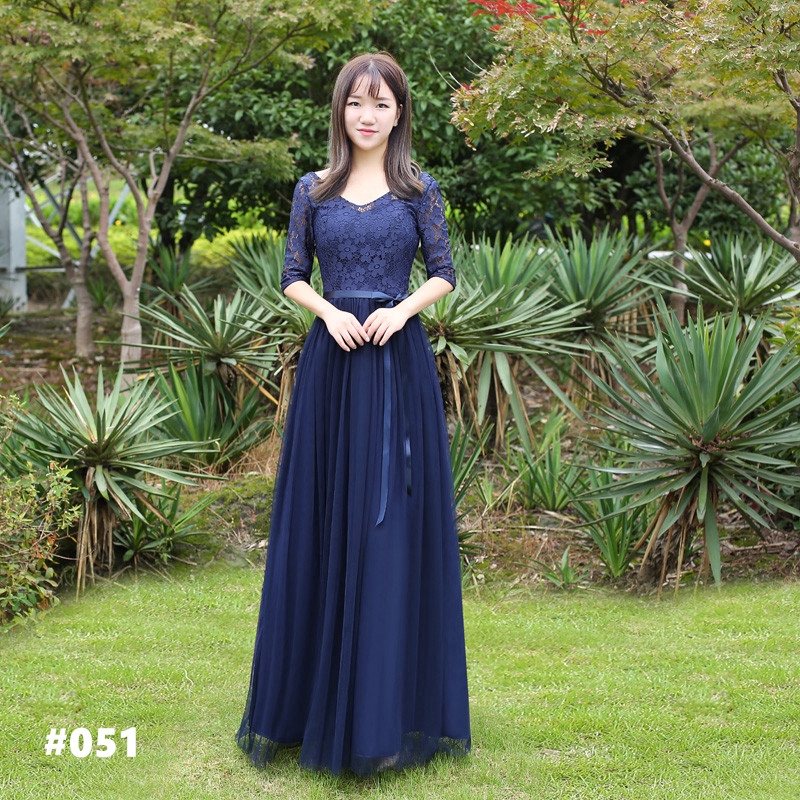 Elegant Blue Wedding Dinner Evening Dress Gown Bridesmaid Dresses【135cm ...