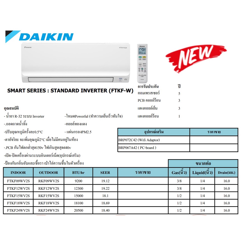 แอร์ ไดกิ้น Daikin ระบบ Inverter รุ่น FTKF_WV2S รุ่นใหม่ล่าสุด ปี 2022 ...