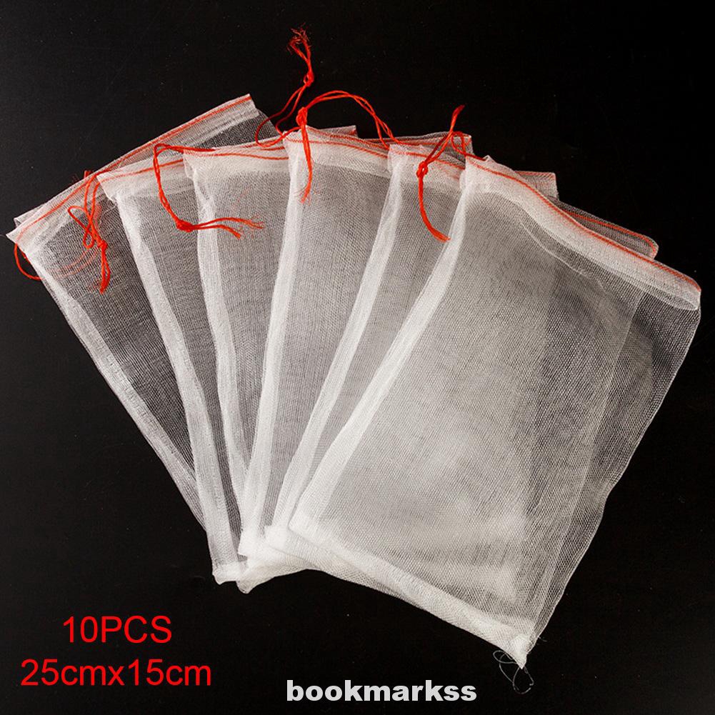 10pcsset Fruit Mesh Bags Multifunction Drawstring Nylon For Seeds ...