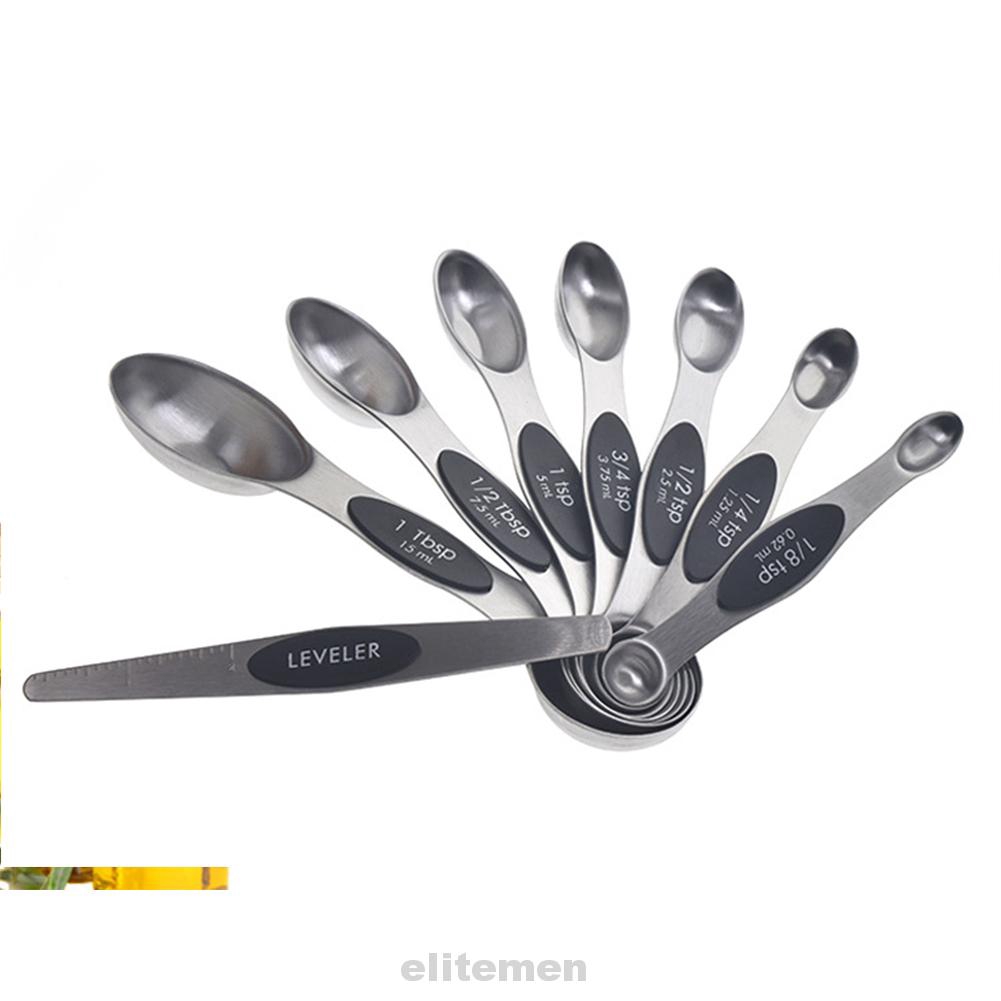 Accessories Measuring Spoons Set With Scraper Portable Dual Sided ...