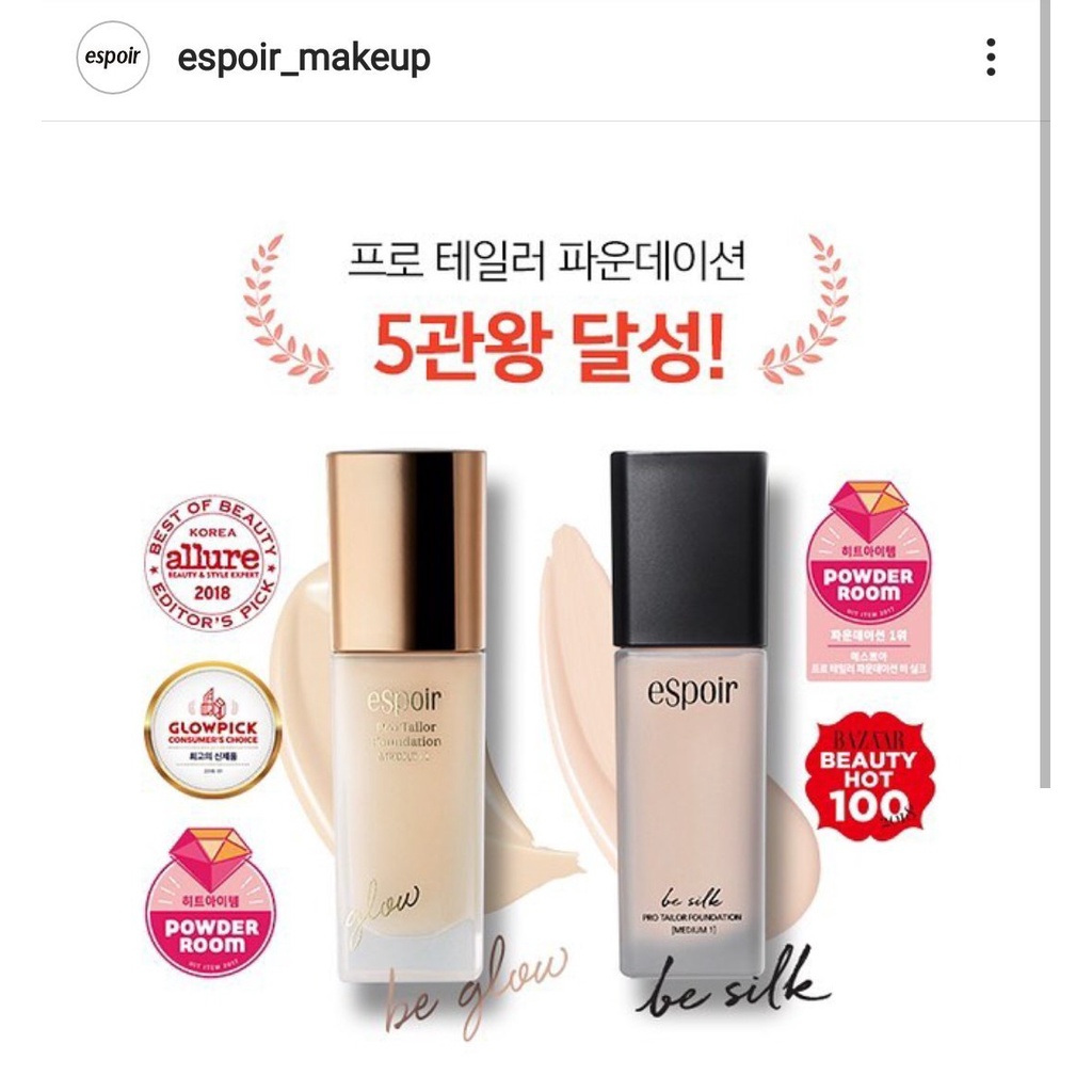 แบ่งขายรองพื้นตัวดัง >>>eSpoir Pro Tailor Foundation | Shopee Thailand