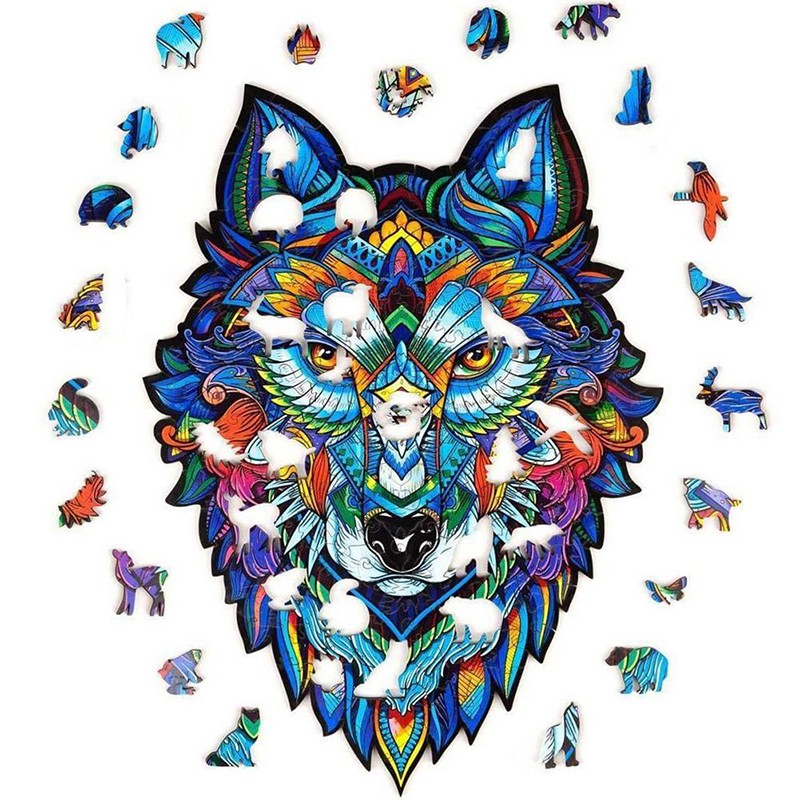 DIY Wooden Puzzle Unique Shape Pieces Animal Gift for Adults and Kids ...