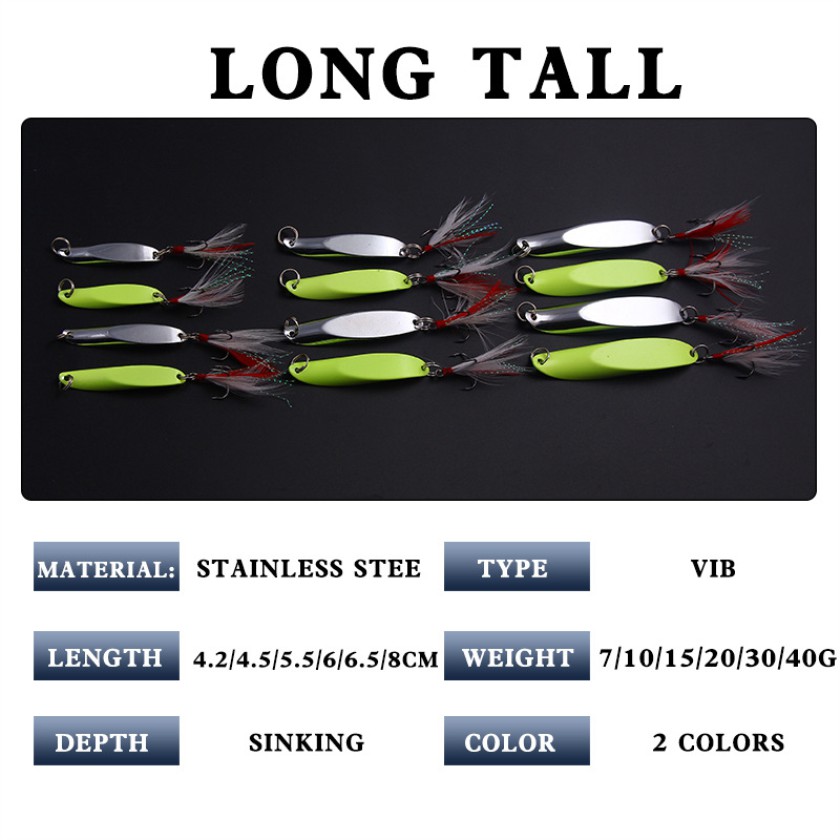 เหยื่อตกปลาประดิษฐ์ เรืองแสง 7g 10g 15g 20g 30g 40g กรัม 1 ชิ้น Spinner Spoon Fishing Lure Bait ...