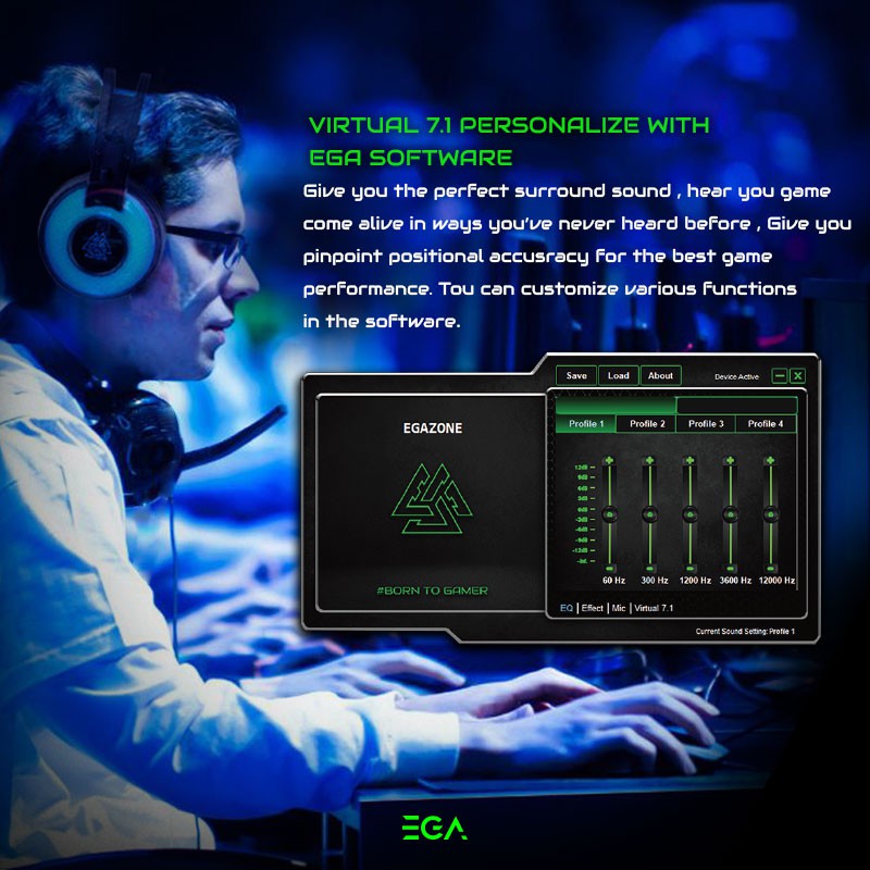 หูฟังเกมมิ่ง Gaming Headset EGA TYPE H4 เสียง 7.1 ไฟ RGB มีโปรแกรมปรับ ...