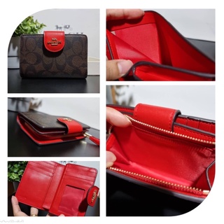 COACH C0082 MEDIUM CORNER ZIP WALLET IN SIGNATURE CANVAS | Shopee Thailand