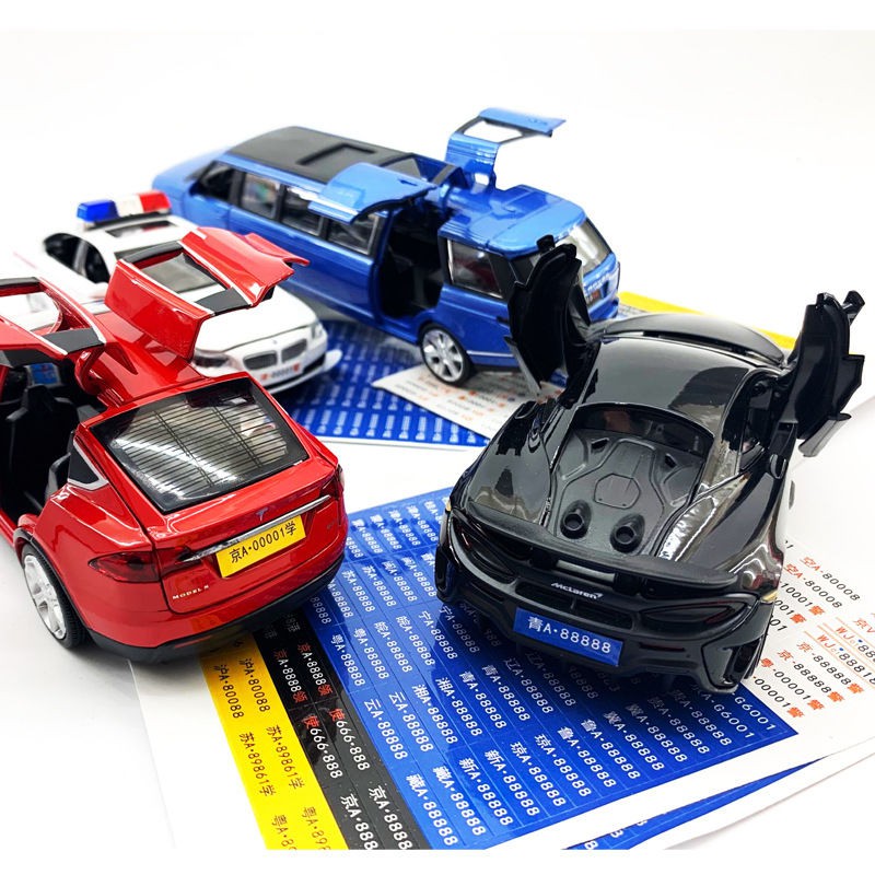 132 Simulation Childrens Toy Car Model License Plate Car Sticker ...