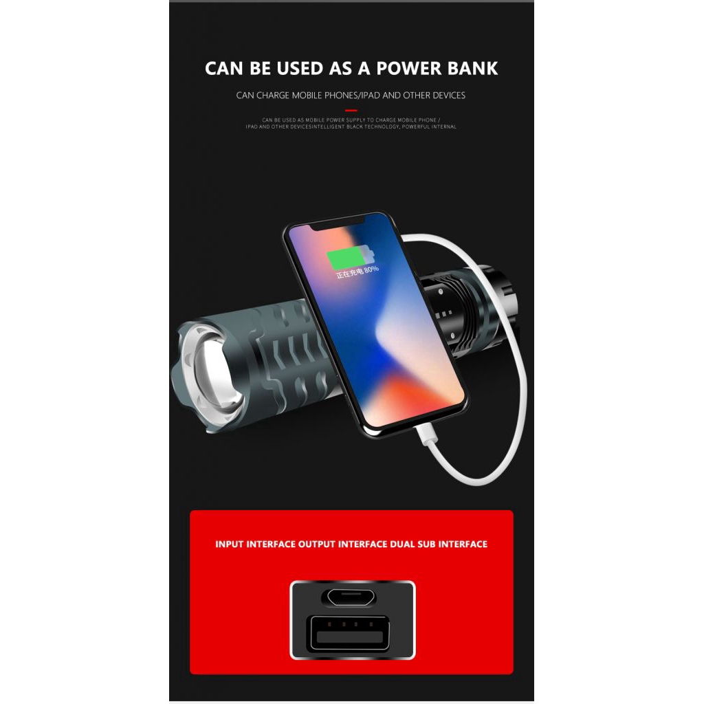 COD|ถูกที่สุด| XHP99+COB Multi-function Glare Flashlight Waterproof ...