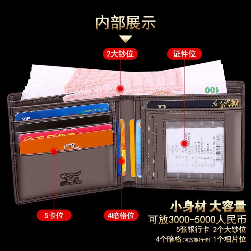 Septwolves wallet male 2021 กระเป๋าสตางค์ผู้ชายใบสั้นหนังแท้ระดับไฮเอน ...