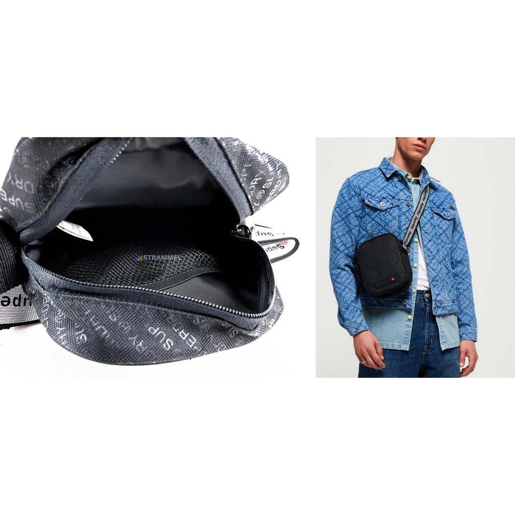 100 Authentıc Superdry The Freshman Festival Black Bag 3L Side Bag ...