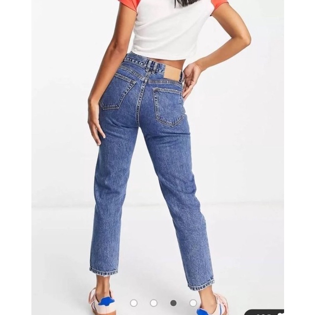 PBPULLBEAR BASIC MOM JEANS กางเกงยีนส์ขายาวเอวสูงทรง MOM แบรนด์ - buffet_brand289 - ThaiPick