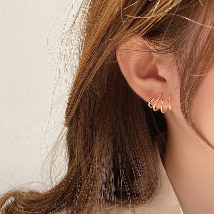 ต่างหูสตั๊ด เงิน S925 4 เอฟเฟค สไตล์เกาหลี - xiping.th - ThaiPick