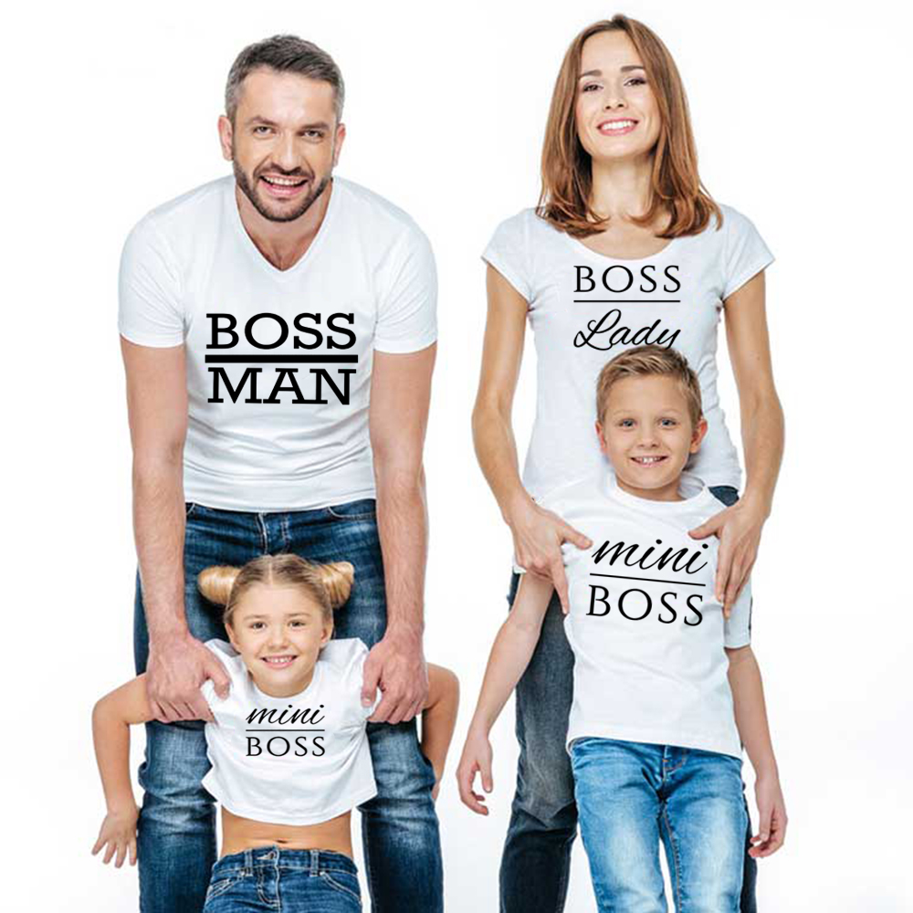 Boss Man Boss Lady Mini Boss เสื้อยืดลําลองสําหรับแม่และเด็กแขนสั้นคอ ...