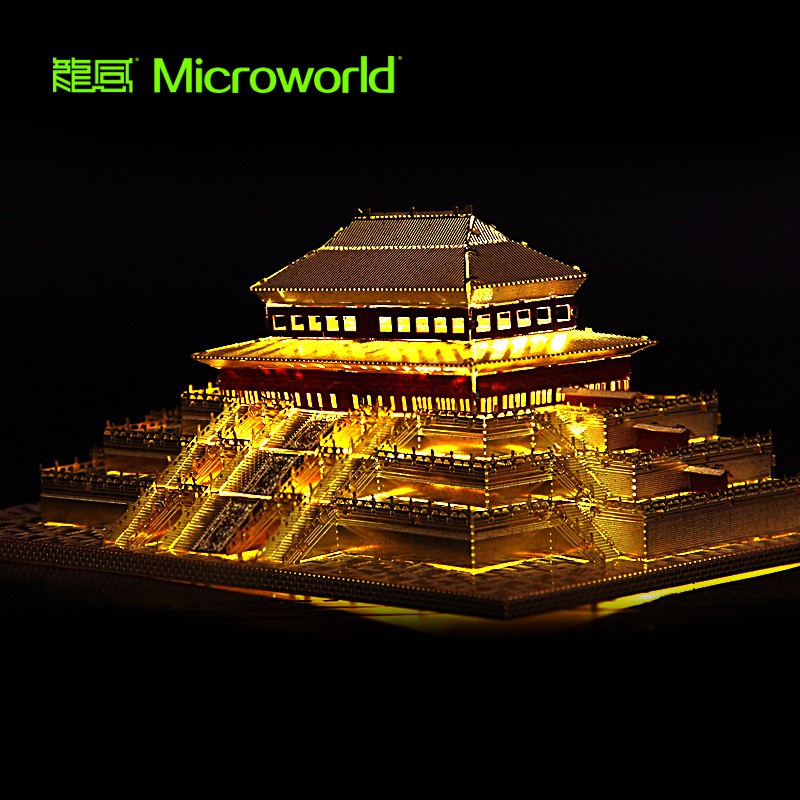 3D โลหะสามมิติปริศนามือประกอบโมเดลอาคารโบราณ Taihedian พระราชวังต้อง ...
