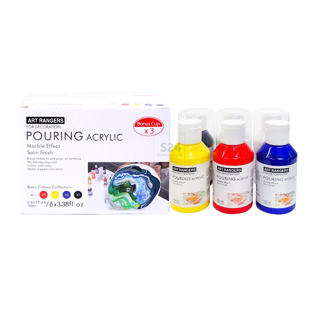 สีอะคริลิค Pouring Acrylic ART RANGER ชุด 6 สี (100ml) PMA06100R-1 เทสี ...
