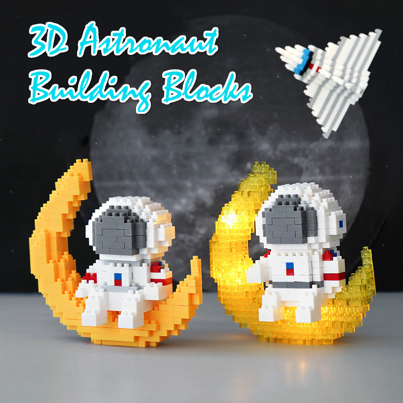 Building Model 3D Astronaut Building Blocks Toys Light Moon Astronaut ...