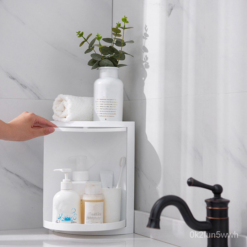 codBathroom 360 Degree Rotating Shelf Kitchen Toilet Shelf Corner Shelf ...