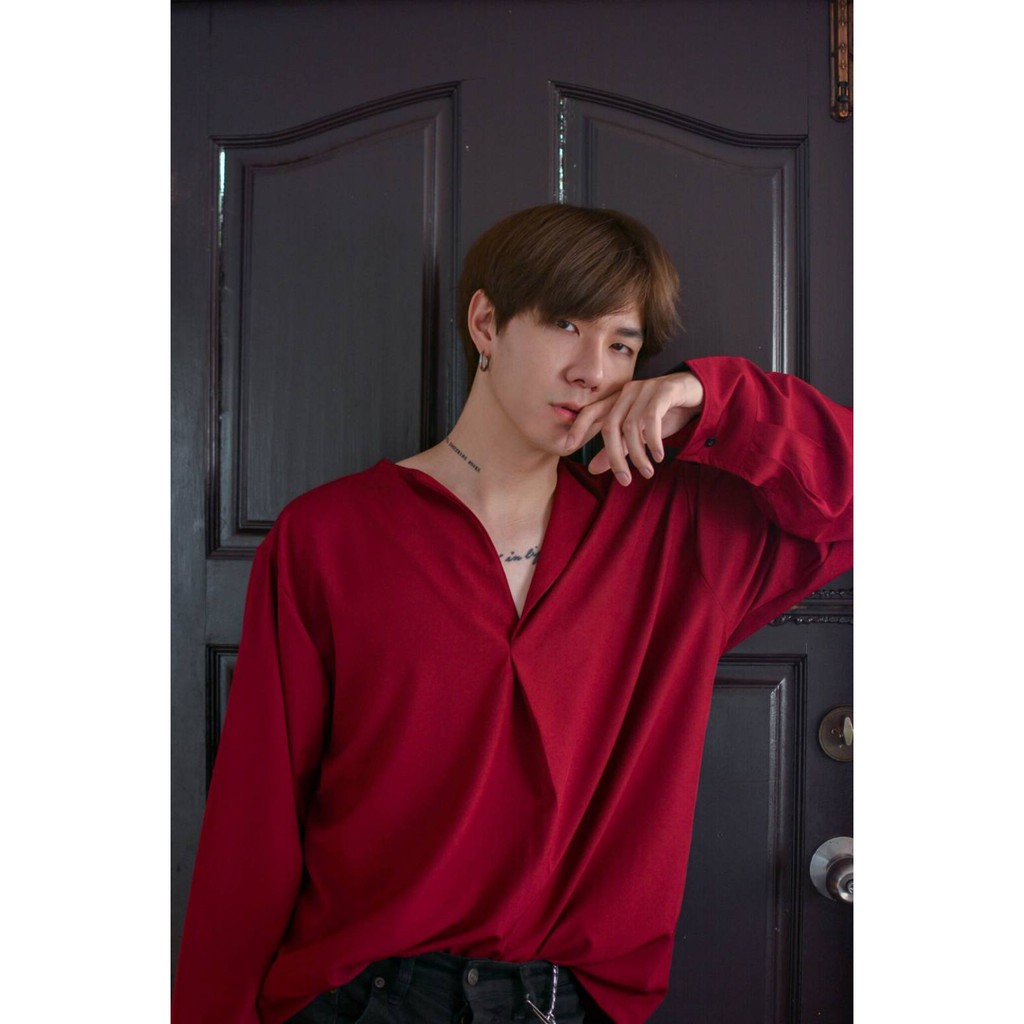 Insane Brand Shirt รุ่น ALY คอจีนโบราณ Red - insanebrand.shop - ThaiPick