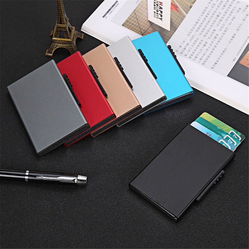HYX Aluminum RFID Blocking Pop-up Credit Card Holder Slim Name Card ...