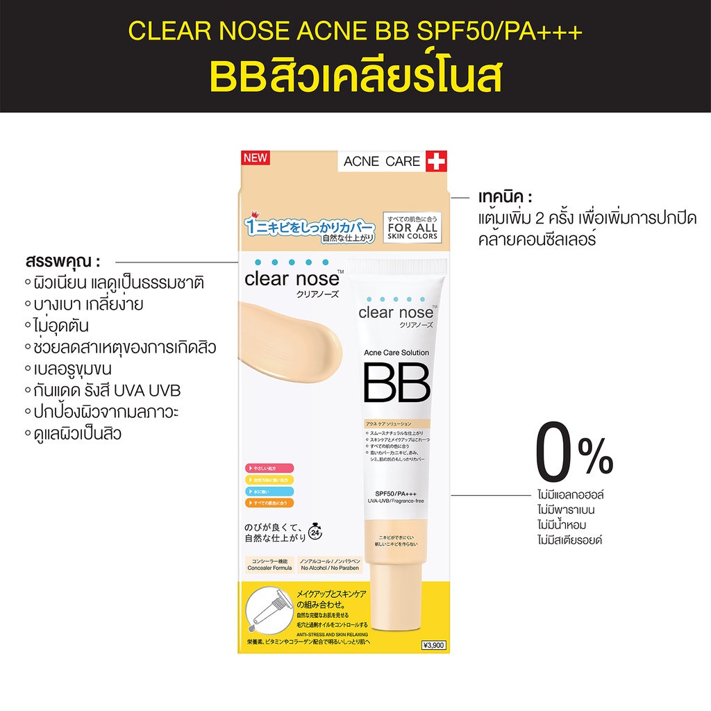 (1แถม1)บีบีเคลียร์โนส BB Clear Nose BBสิว SPF50PA 30ml ปกปิดดี ไม่อุดตัน 2ชิ้น(CNBB) - clearnose ...