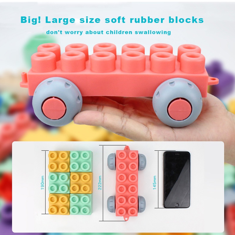 Baby Big Size Soft Plastic Building Blocks Sensory Touch Teethers Early ...