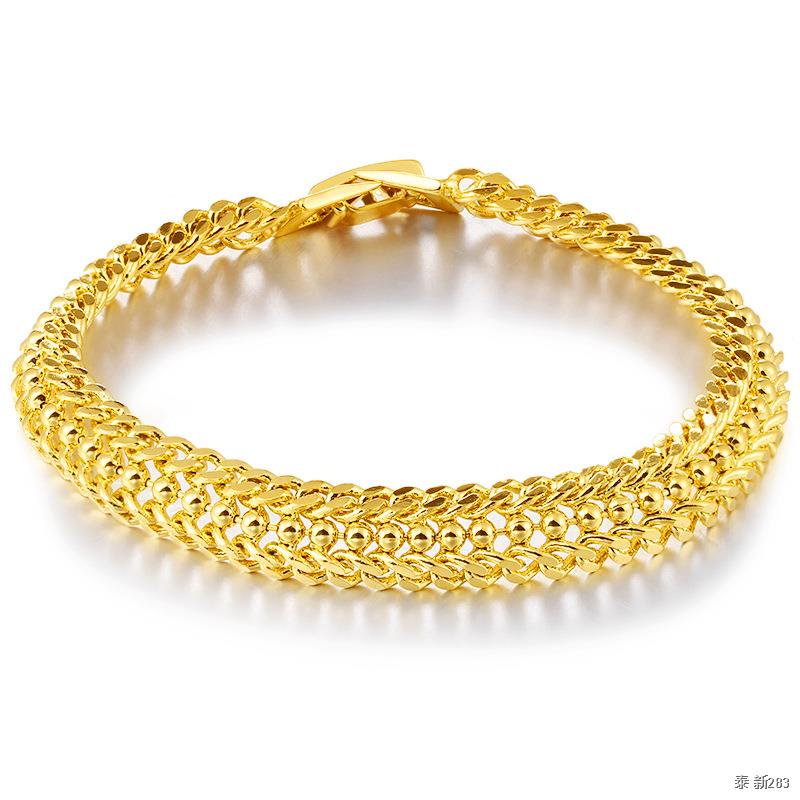 Real 18 K Gold Color Jewelry Bracelets for Women and Men Fine Pulseira ...