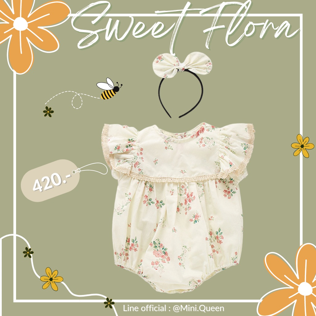 MiniQueen พร้อมส่งจาก ชุดเด็กอ่อน บอดี้สูทเด็ก Sweet Flora ลายดอกไม้สวย ...