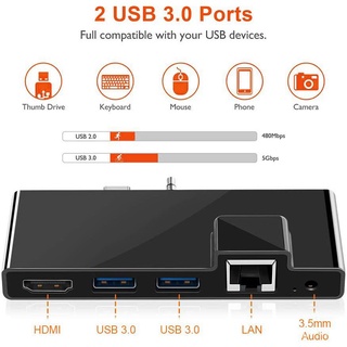 Surface Go /Go 2 Docking Station, USB C Hub HDMI Adapter 5 in 1 Type C ...