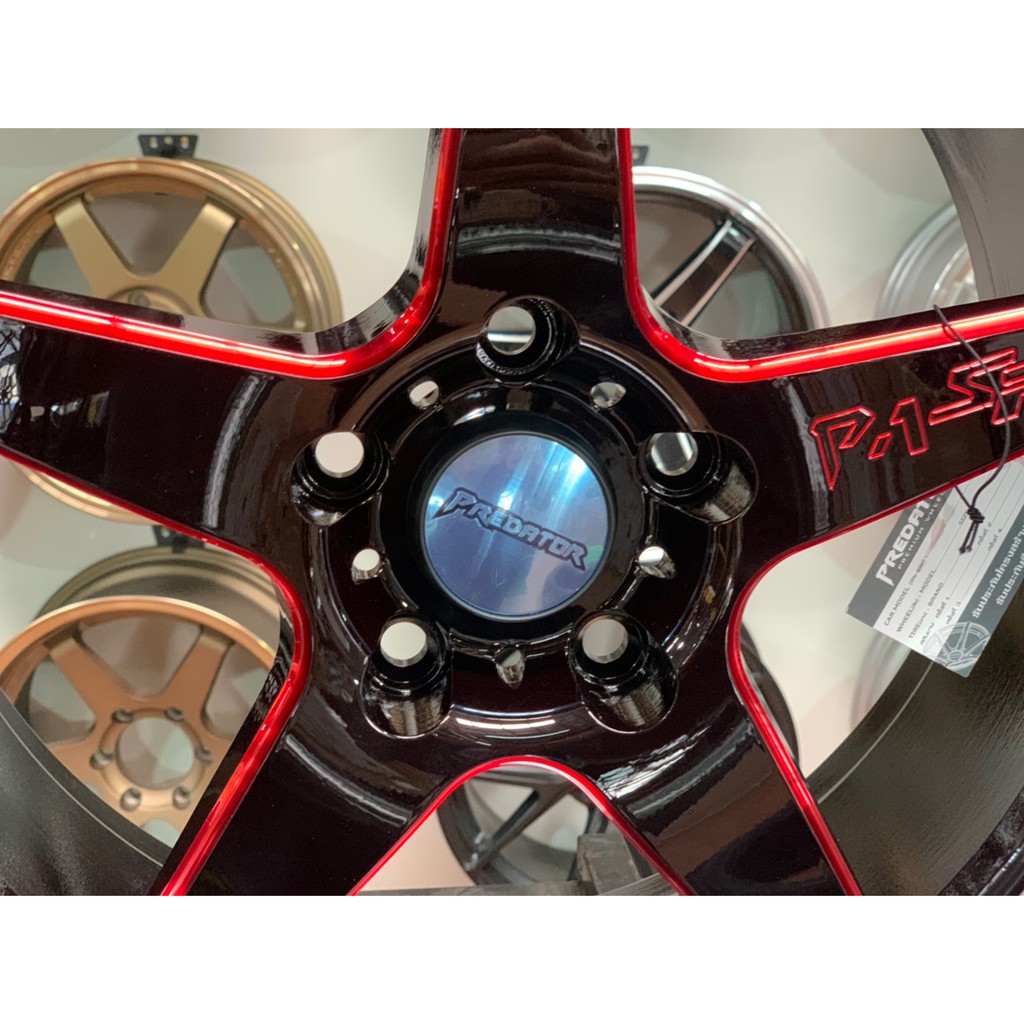 ล้อแม็กใหม่เวล Weld Predator PD32 18x8.5 5x114 ET35 สีดำขอบมิลลิ่งแดง - mlautomax - ThaiPick